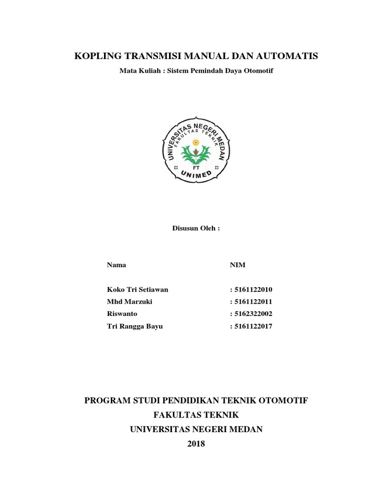 Makalah Kopling Transmisi Manual Dan Transmisi Automatis | PDF