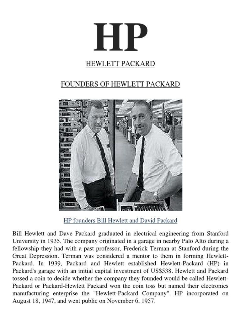 HP Founders Bill Hewlett and David Packard | PDF | Hewlett Packard ...