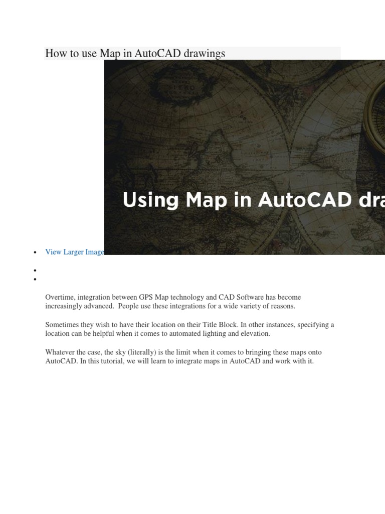 Integrate Maps in AutoCAD Tutorial | PDF | Auto Cad | Computing