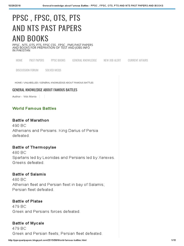 A Comprehensive Overview of Important Battles Throughout History for ...