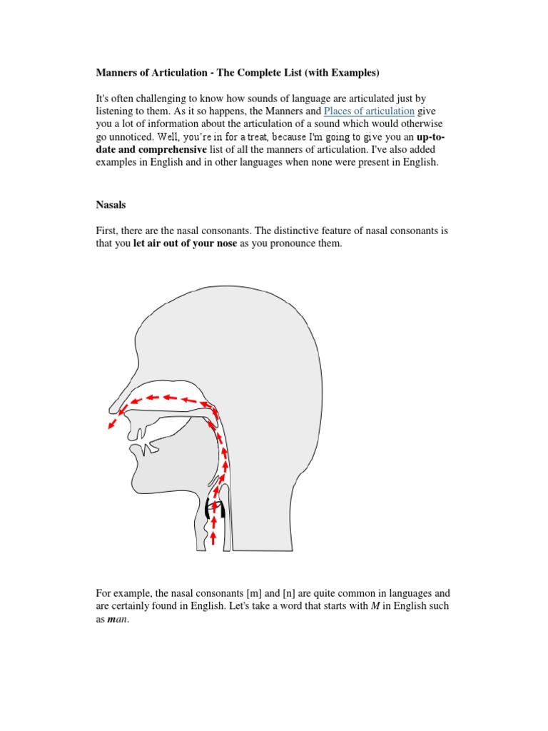 Comprehensive Guide to Manners of Articulation with Detailed Examples ...