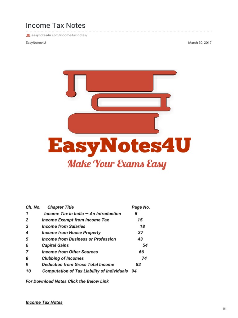 Income Tax Notes | PDF