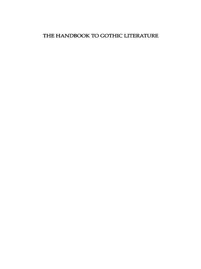 The Handbook To Gothic Literature | PDF | Gothic Fiction | England