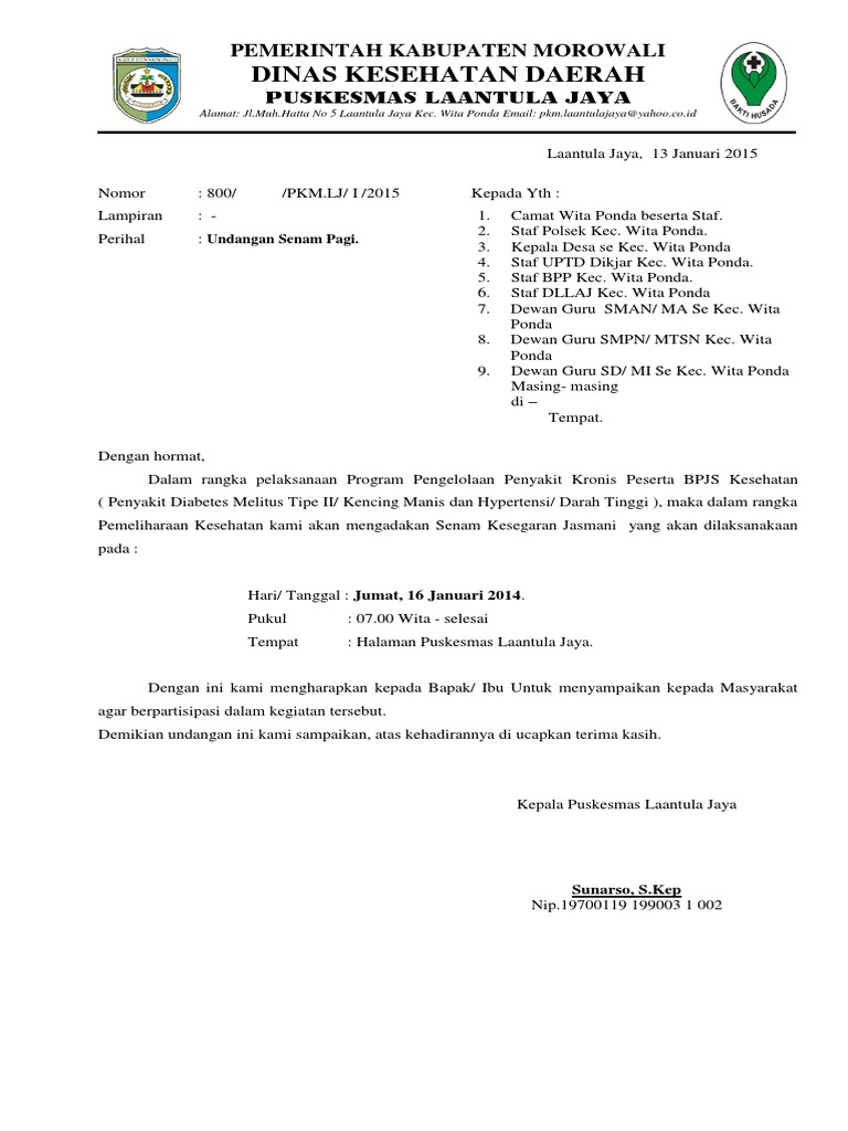 5 Surat Undangan Senam | PDF