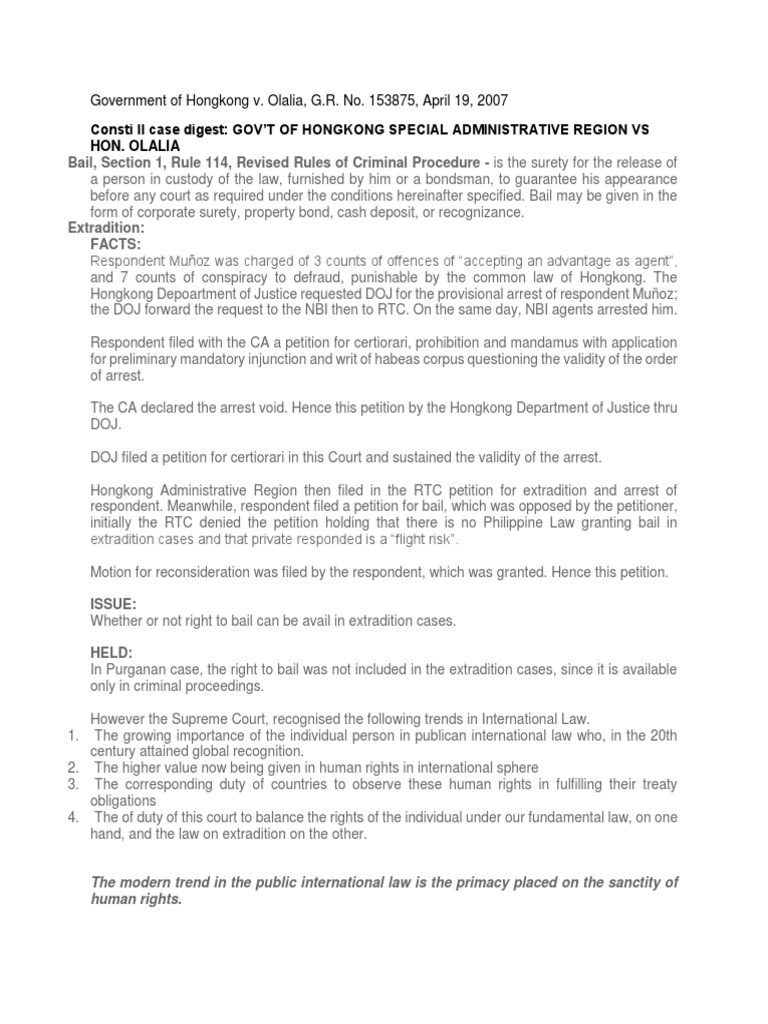 Consti Ii Case Digest: Gov'T of Hongkong Special Administrative Region Vs Hon. Olalia | Download ...