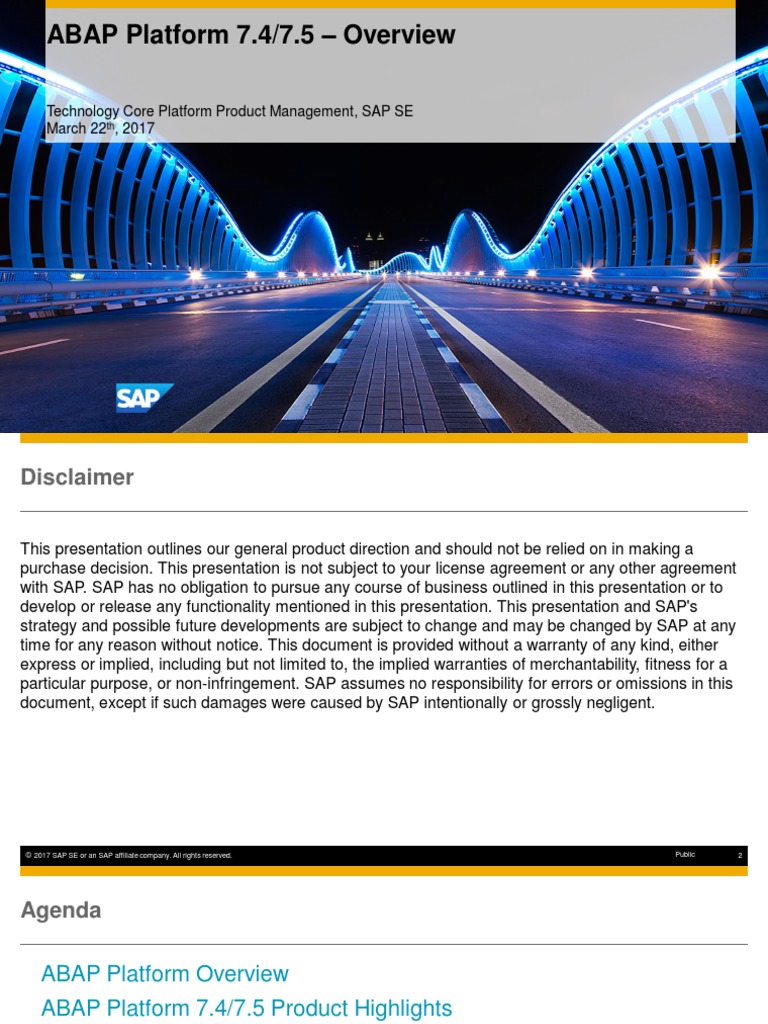 ABAP Platform 7.4/7.5 - Overview: Technology Core Platform Product ...
