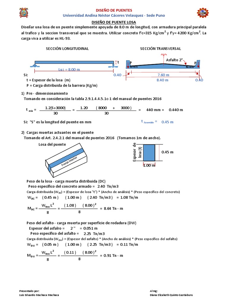 Diseño Losa De Puente Losa Pdf Ciencia De Los Materiales Mecánica