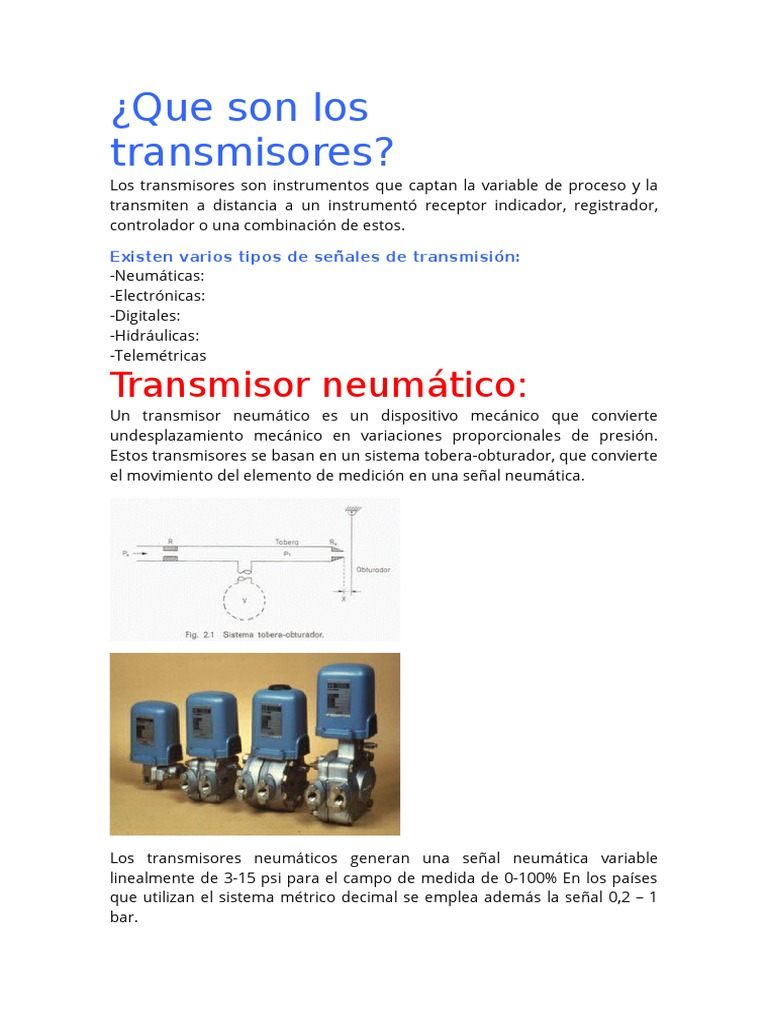 Que Son Los Transmisores | Transmisor | Neumática