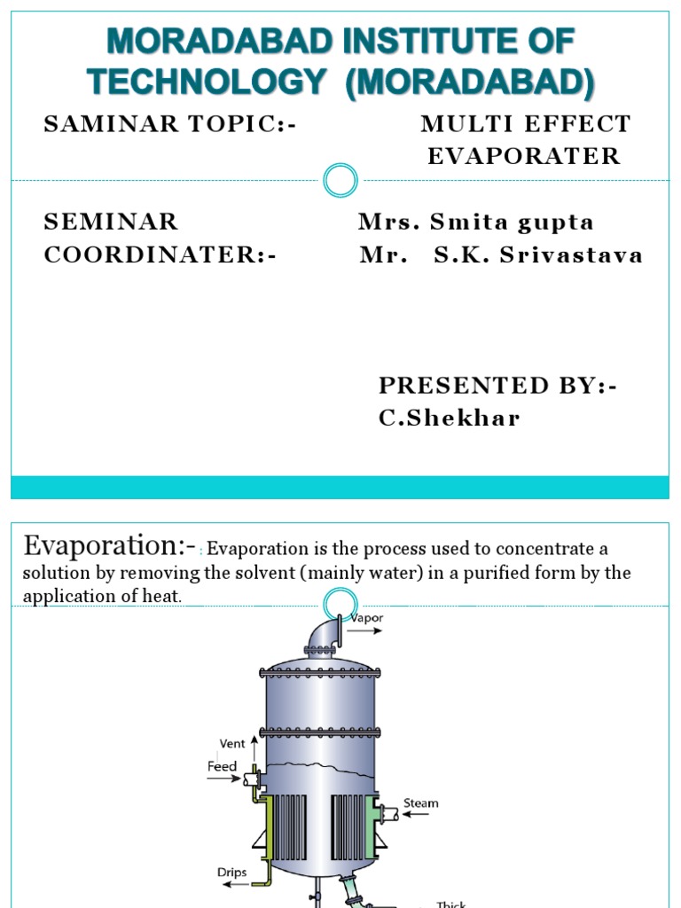 Multi Effect Evaporator Overview | PDF | Chemical Process Engineering ...