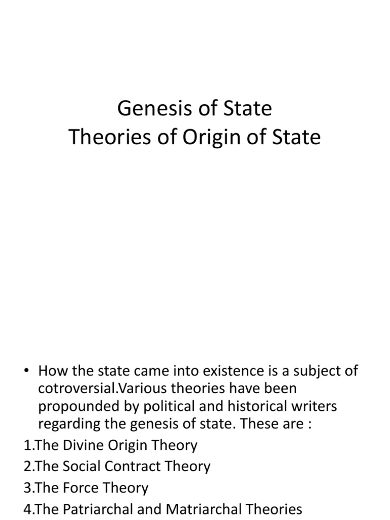 Genesis of State Theories of Origin of State | PDF | Social Contract ...