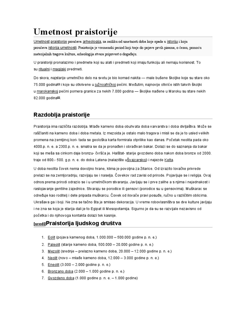 Umetnost Praistorije | PDF