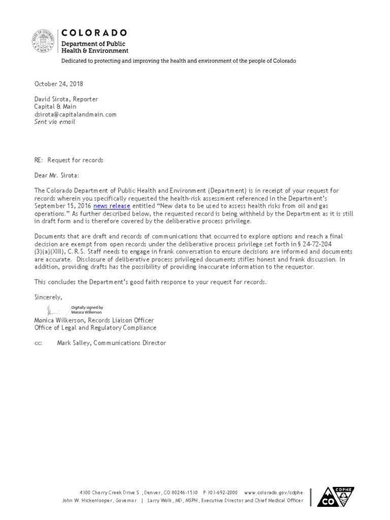 CDPHE Response | PDF