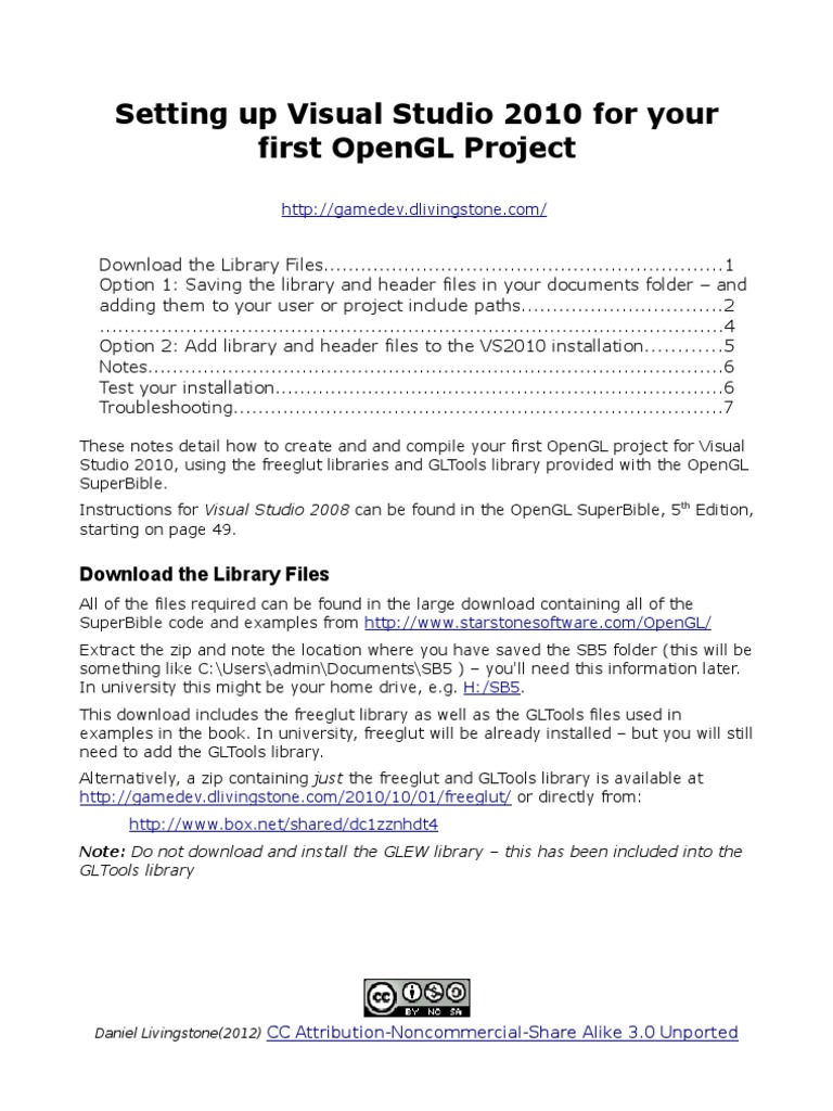 Setting Up Freeglut and GLTools Libraries - Visual Studio 2010 | PDF | Library (Computing ...