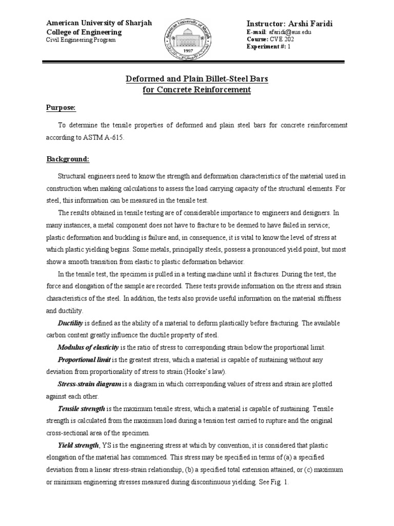 Civil Eng. Steel Bar Testing Guide | PDF | Deformation (Engineering ...