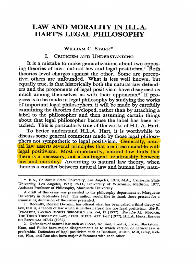 Hart on Law and Morality | PDF | Jurisprudence | Natural Law