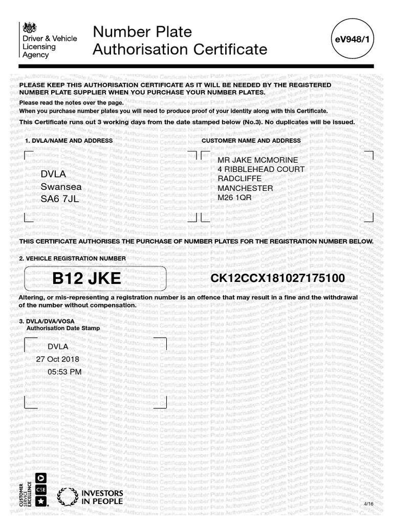 Ev948 PDF | Vehicle Registration Plate | Vehicles