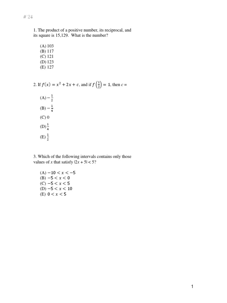 SAT Level 2 Practice Test 17 | PDF | Zero Of A Function | Area
