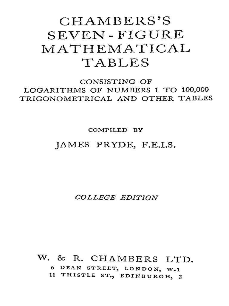 2015.141719.chambers Seven Figure Mathematical Tables | PDF
