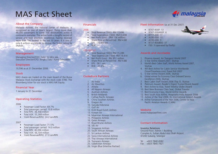 Fact Sheet | PDF | Airlines | Aviation