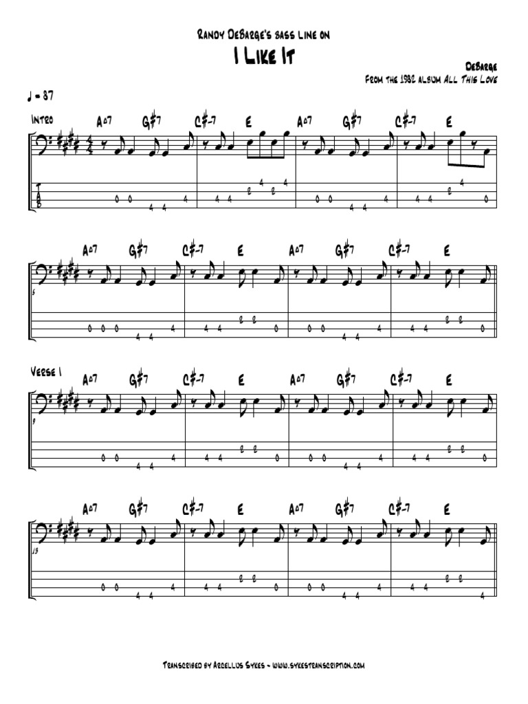 Debarge I Like It Bass Tab PDF Motown African American Music