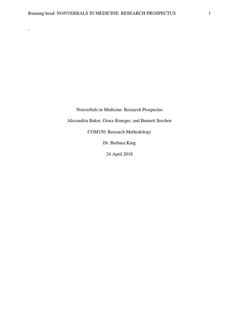 Research Prospectus Final | PDF | Nonverbal Communication | Communication