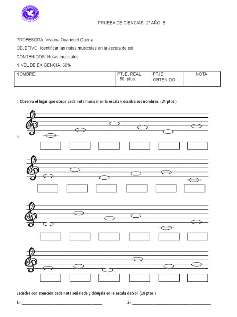 Prueba de Música 2° básico