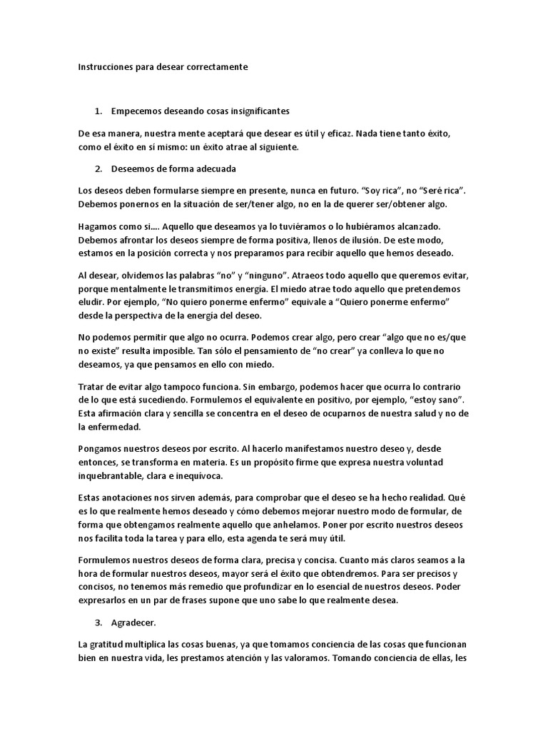 Instrucciones para Desear Correctamente | PDF | Oración | Felicidad