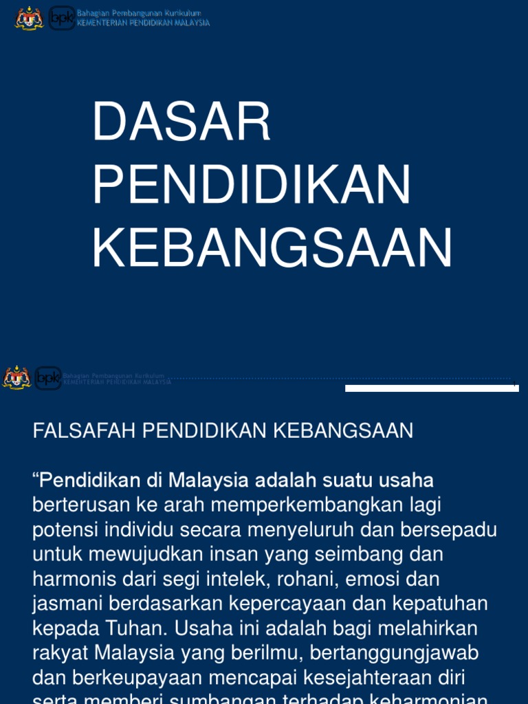 Dasar Pendidikan Kebangsaan | PDF