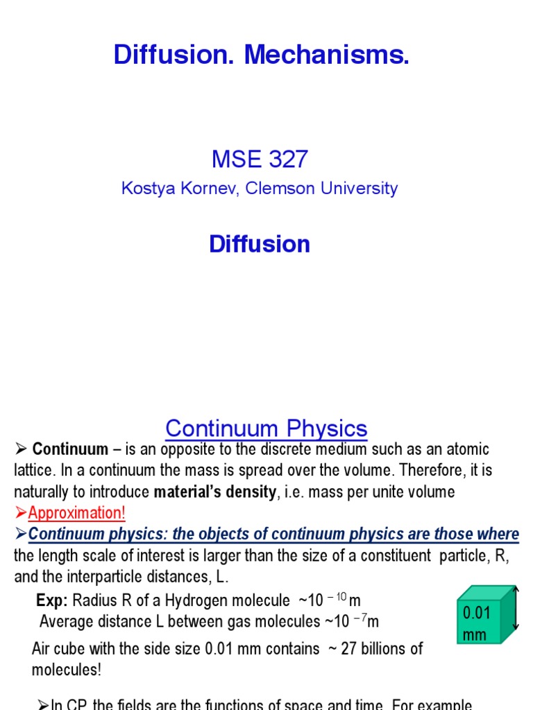 Lecture 2 - Diffusion | PDF | Diffusion | Gases