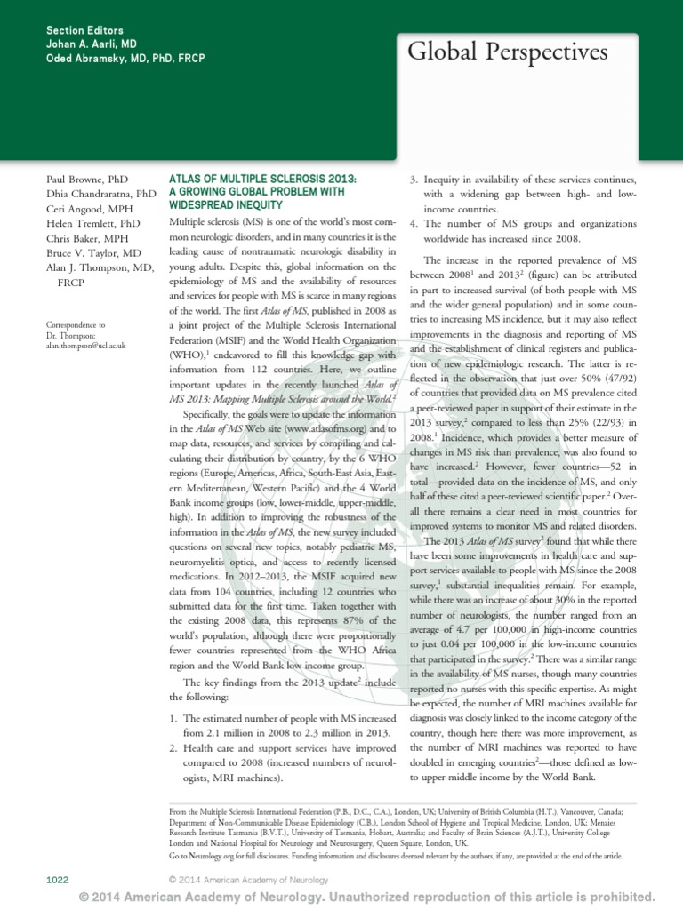 Atlas de La Esclerosis Múltiple | PDF | Multiple Sclerosis | Poverty