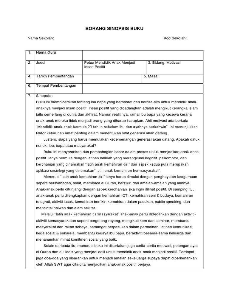 Sinopsis Buku Mendidik Anak Positif | PDF | Karier & Perkembangan | Kesehatan Holistik