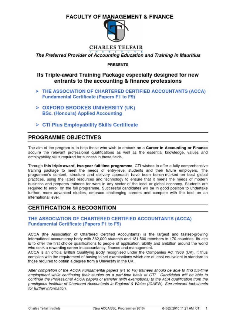 Acca - Mauritius | PDF | Accountant | Professional Certification