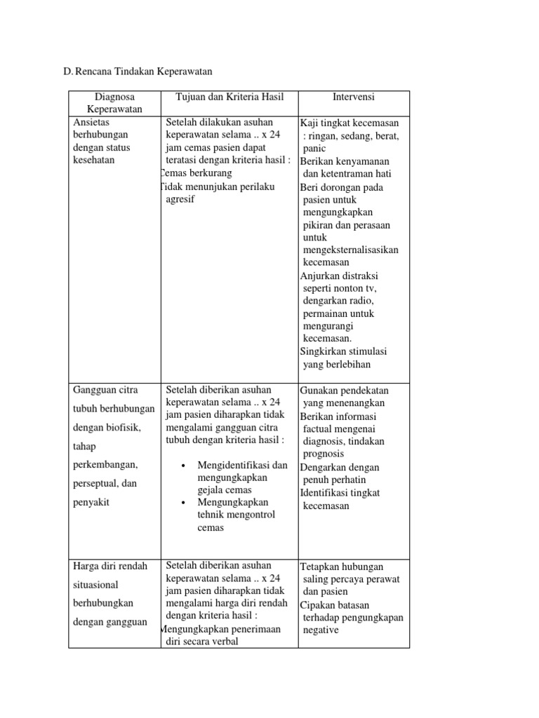 Rencana Tindakan Keperawatan | PDF