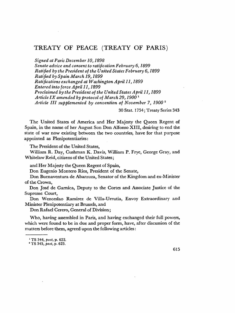 Treaty of Paris (1898) | PDF