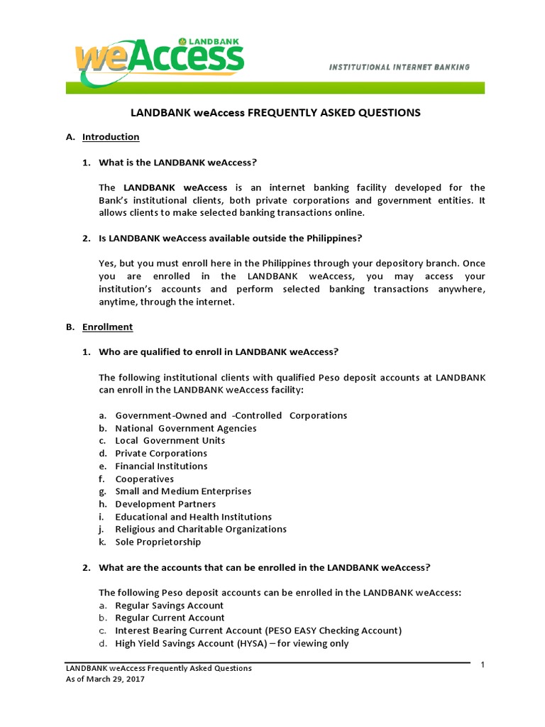 Weaccess FAQs | PDF | Cheque | Debit Card