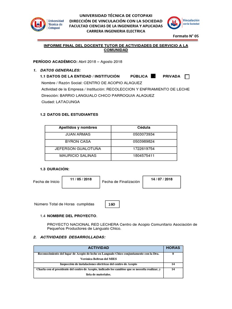 Informe Final de Cierre F05 - ASC | PDF | Ingeniería | Maestros Informe Final de Cierre F05 - ASC | PDF | Ingeniería | Maestros