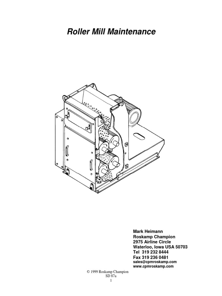 Roller Mill Maintenance | PDF | Belt (Mechanical) | Bearing (Mechanical)