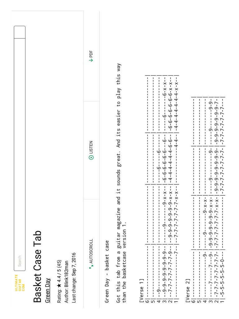 BASKET CASE TAB (Ver 4) by Green Day @ PDF | PDF | Song Structure ...