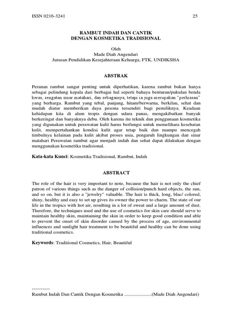 Perawatan Rambut dengan Kosmetika Tradisional | PDF | Kesehatan Holistik