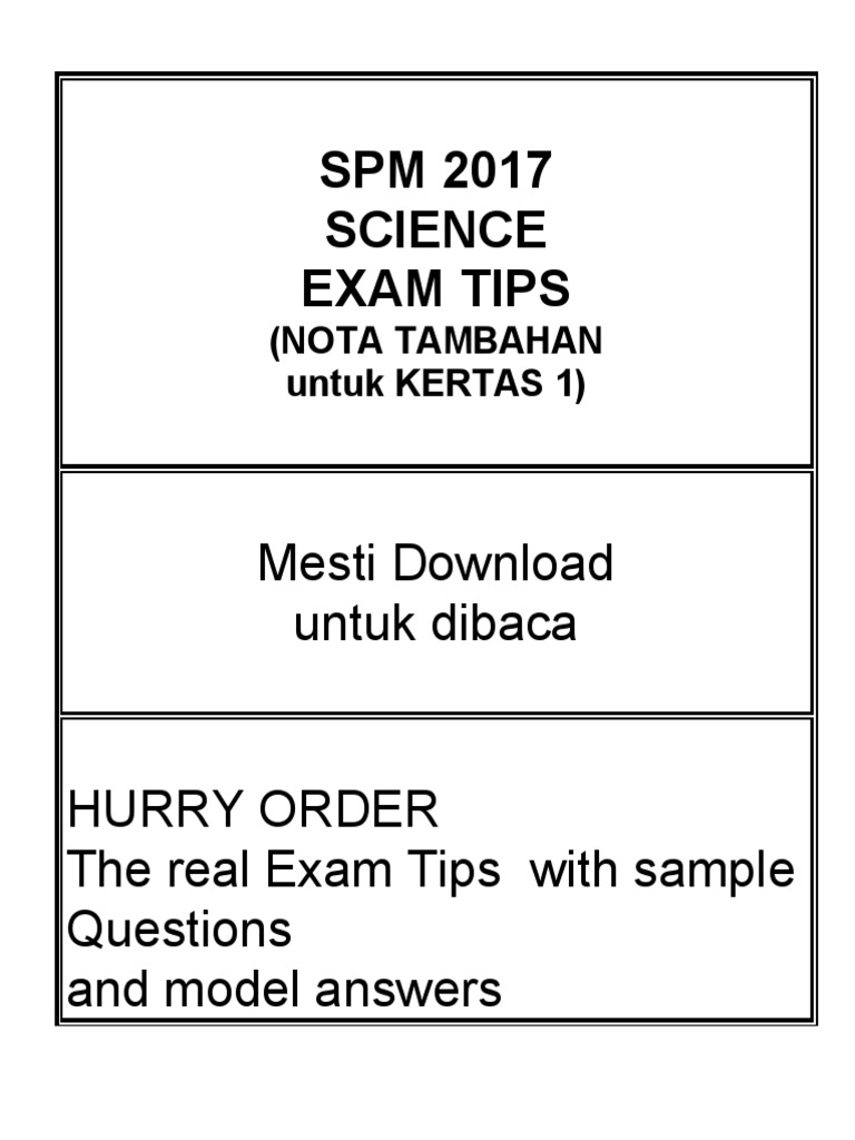 SPM 2017 Science Exam Tips: Mesti Download Untuk Dibaca | PDF | Nerve ...