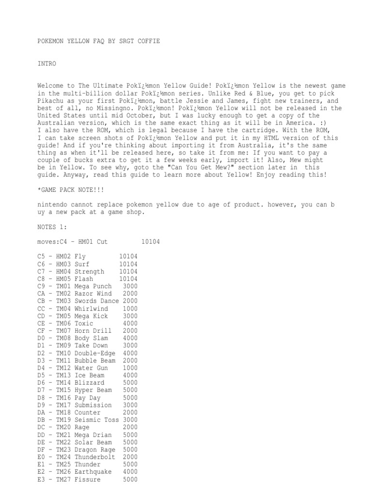 Pokemon Yellow | PDF | Nintendo | Artificial Mythology