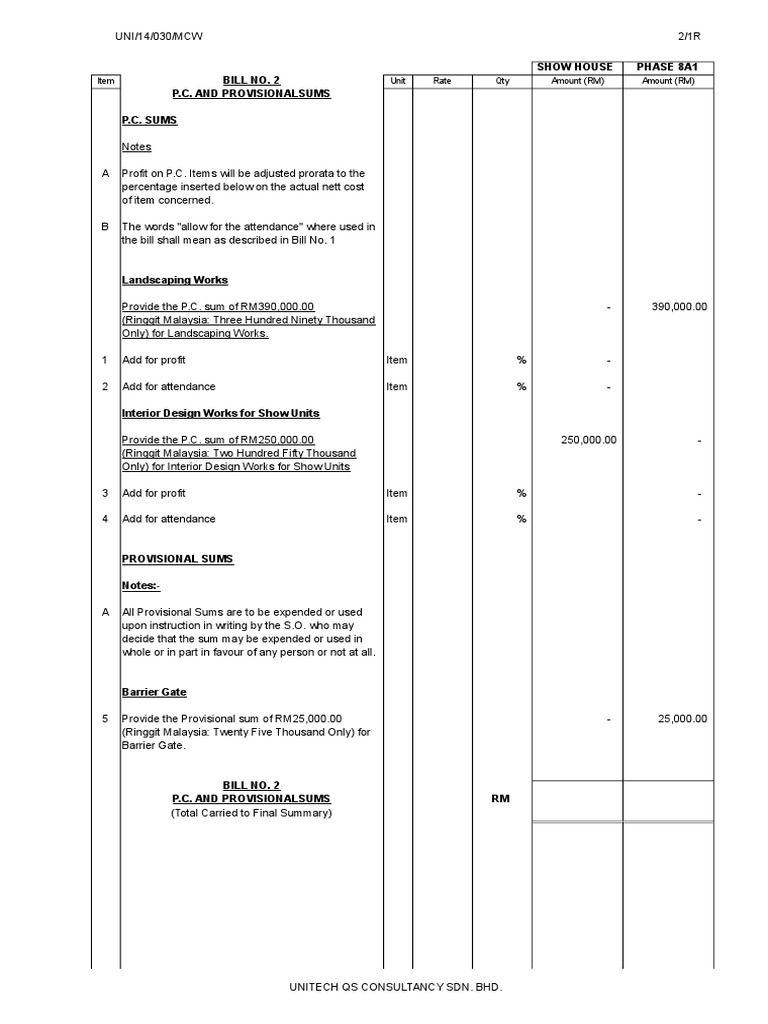 Controh Prime Cost Sum Dan Provisional Sum | PDF | Economy Of Asia ...