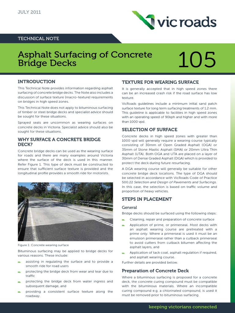 Technical Note TN 105 Asphalt Surfacing of Concrete Bridge Decks | Download Free PDF | Asphalt ...