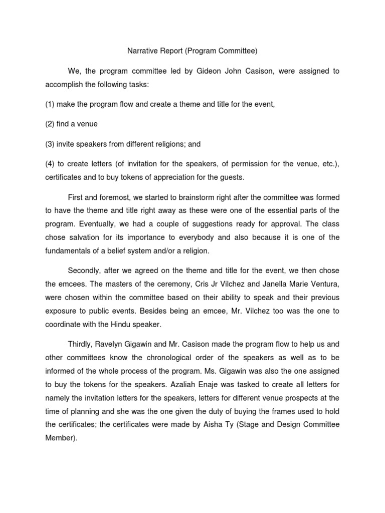 Narrative Report Program Committee | PDF