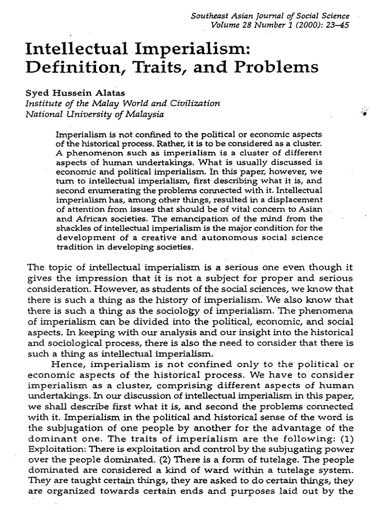 Intellectual Imperialism: Key Traits & Issues | PDF | History