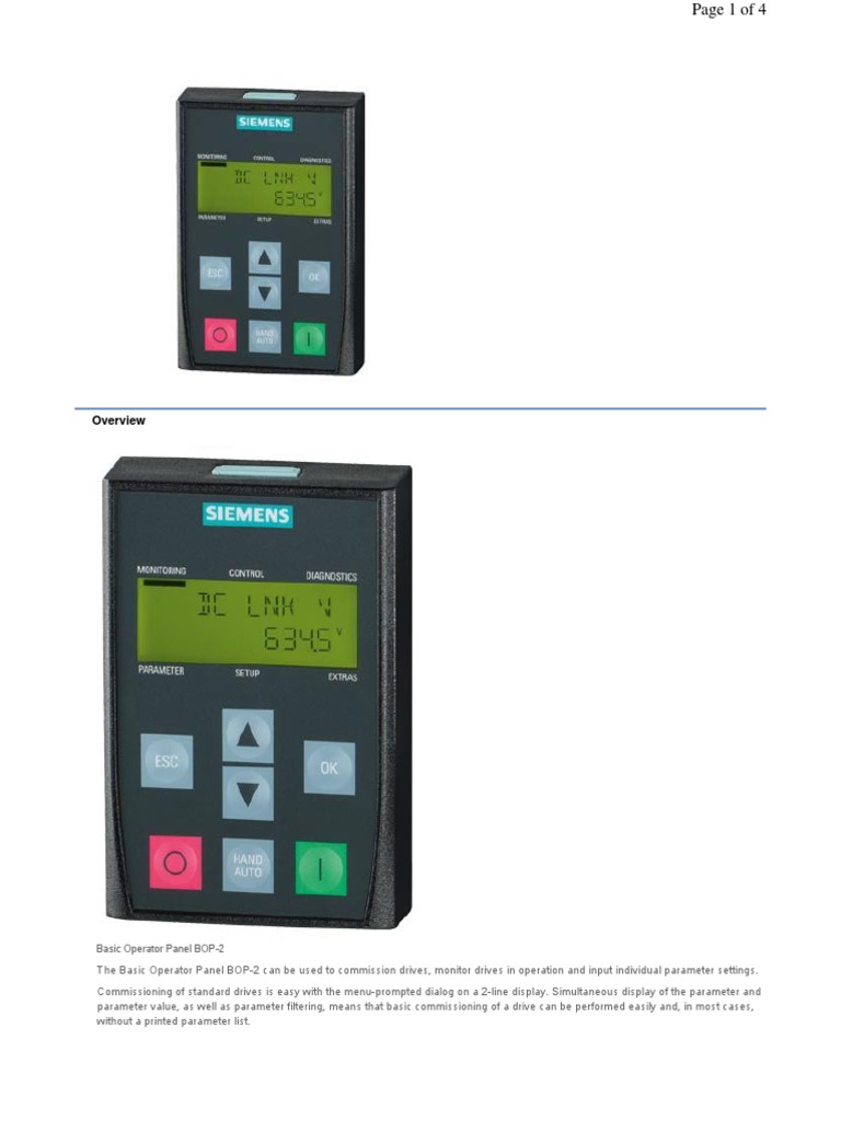 (6sl3255-0aa00-4ca1) Basic Operator Panel | PDF | Parameter (Computer Programming) | Menu ...