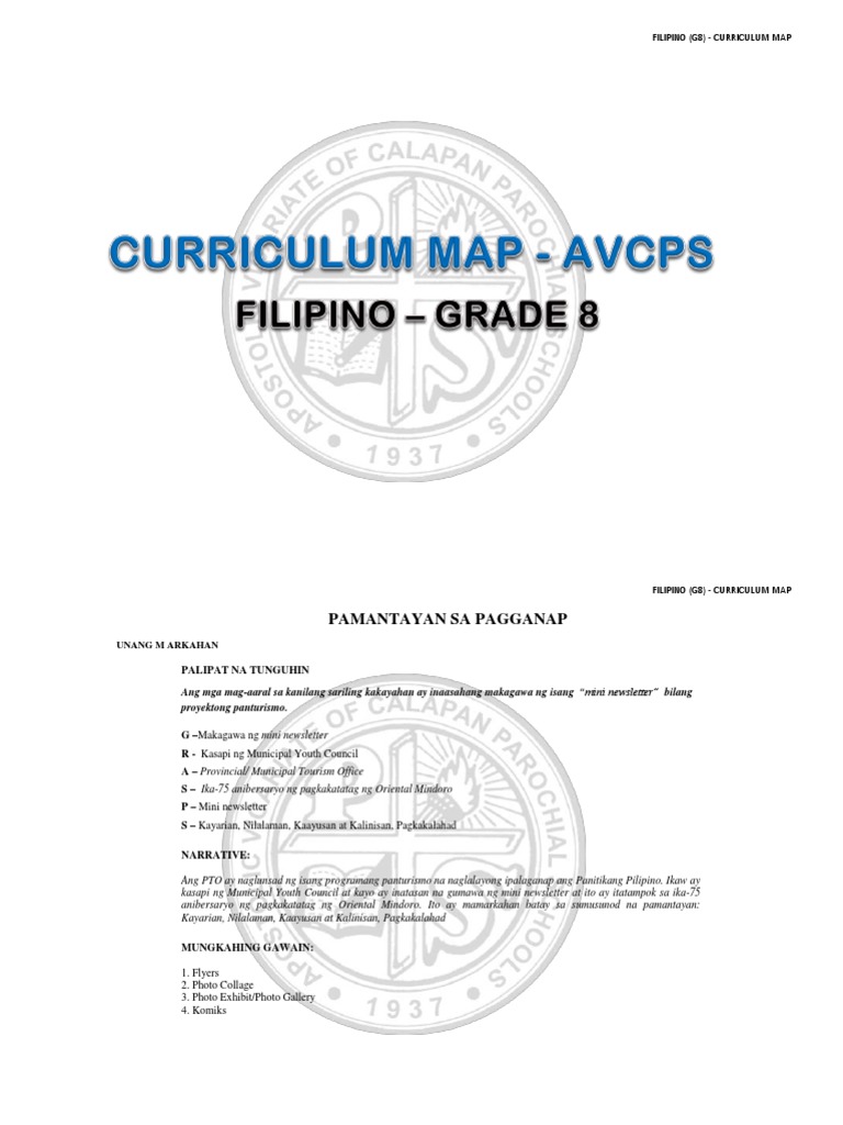 Curriculum Map Sa Filipino 8 (1)