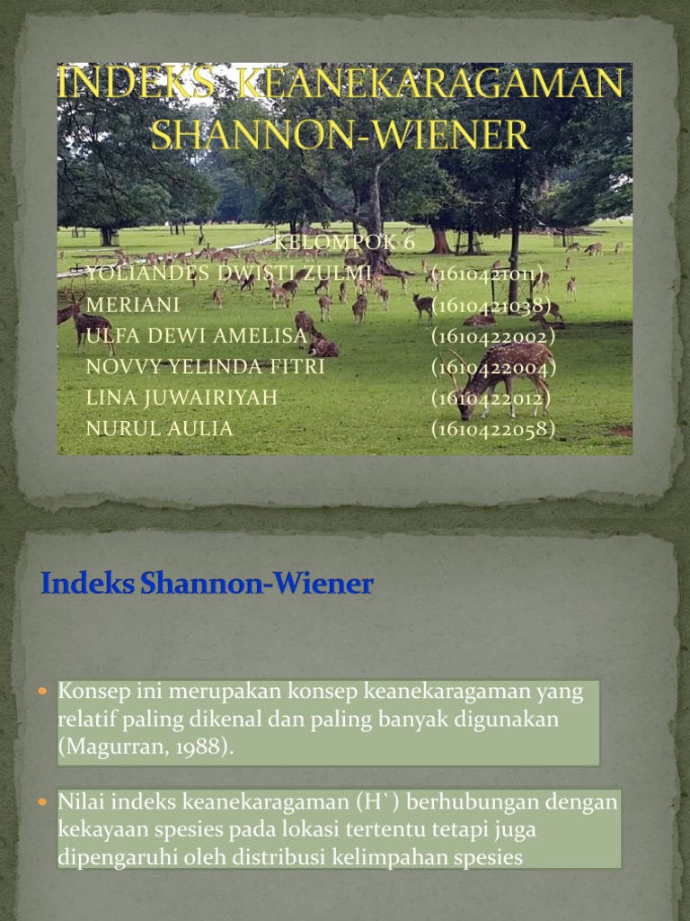 Indeks Keanekaragaman Shannon-Wiener | PDF | Ilmu Sosial | Seni ...