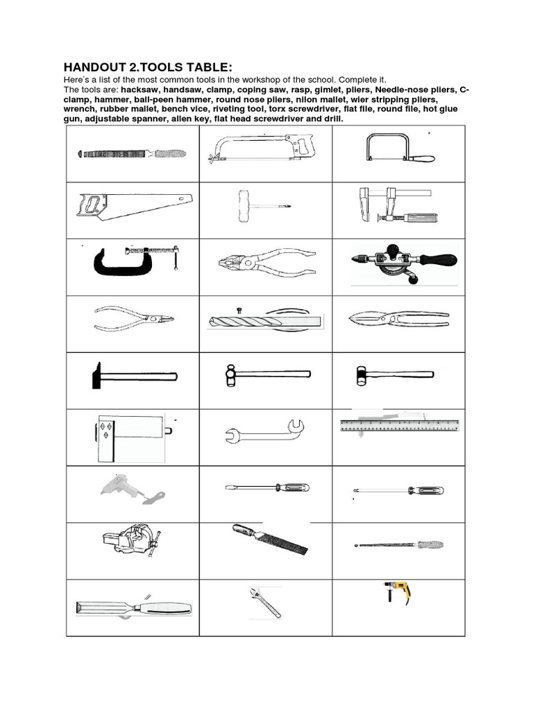 Common Workshop Tools List | PDF