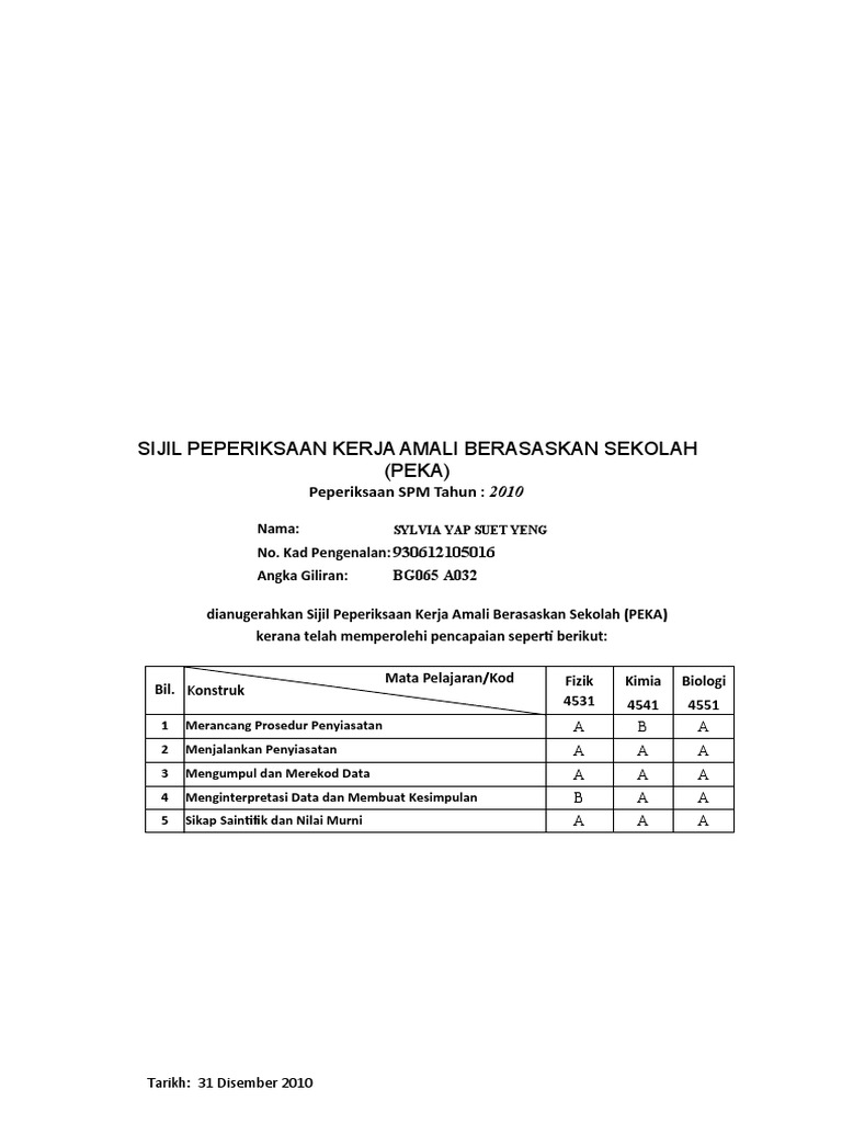 Sijil Peka | PDF